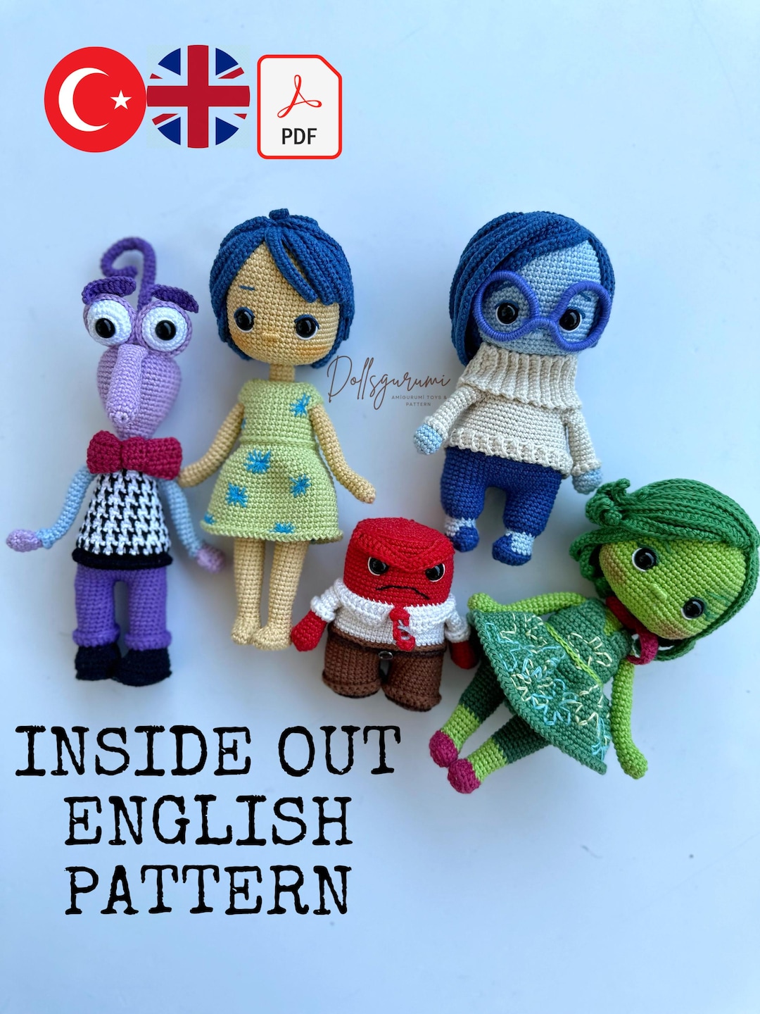 Amigurumi Pattern Inside Out Crew Crochet Gifts Plush Printable PDF ...