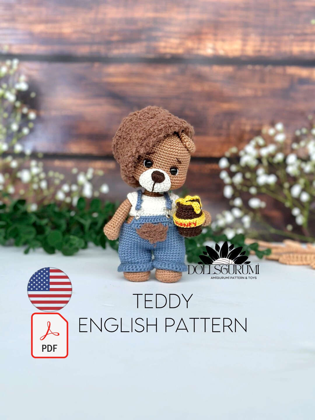 Amigurumi Pattern Teddy Bear Crochet Gifts Plush Printable PDF Tutorial ...