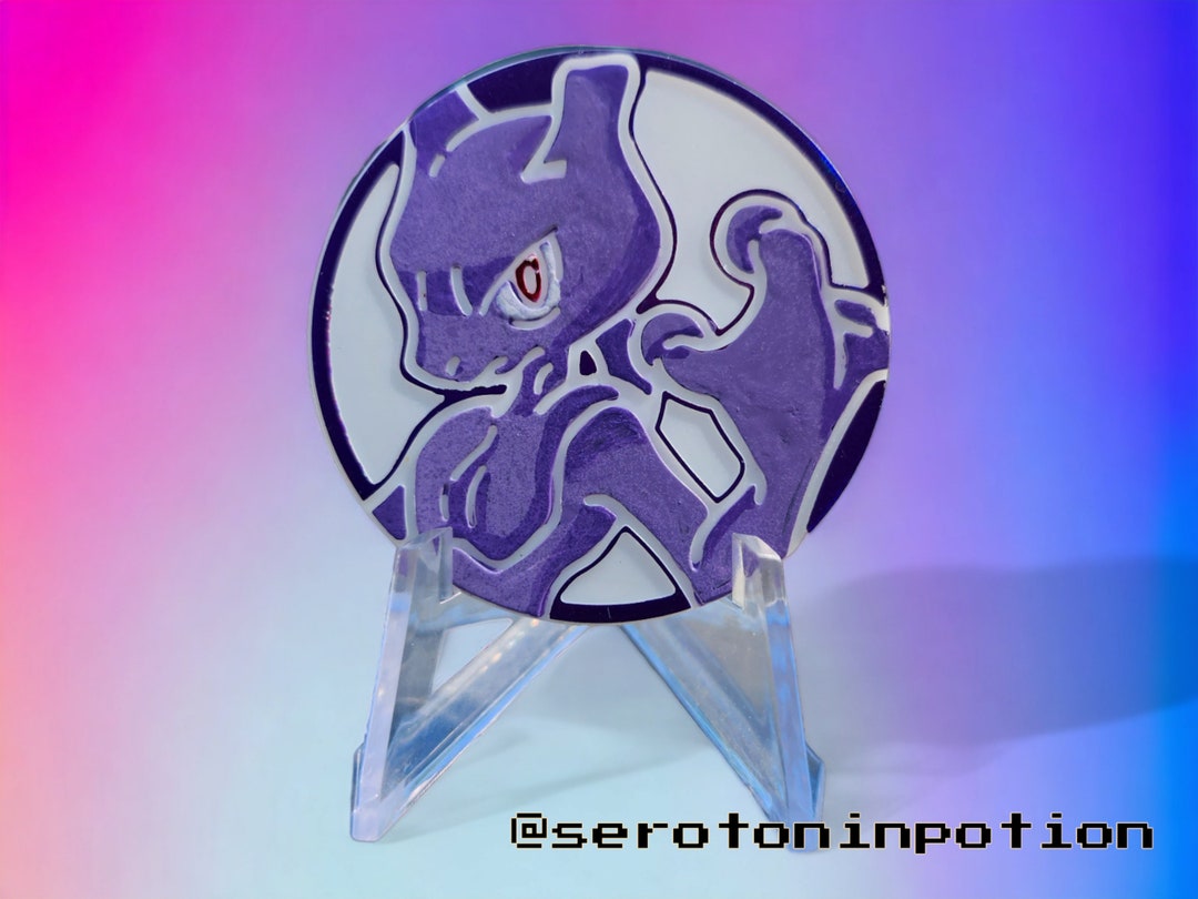 Jumbo Handpainted Mewtwo TCG Coin - Etsy