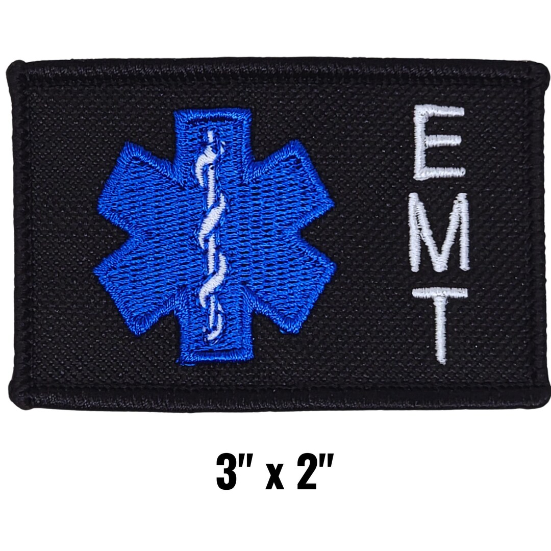 EMT Patch /w Symbol EMT, Paramedics 3x2 Embroidered Patch W Hook Fasteners Patch for Tactical ...