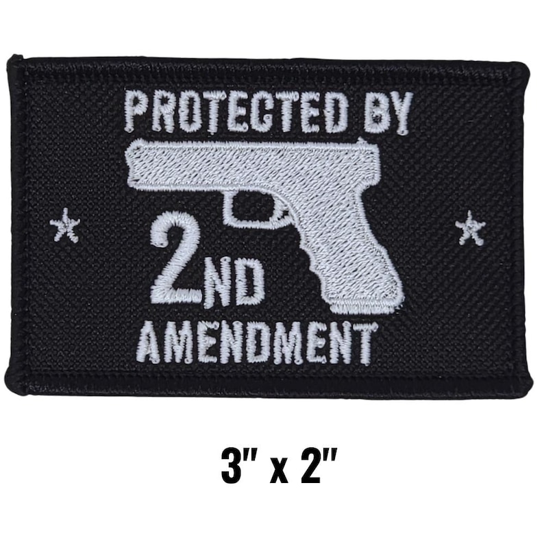 Protected by 2nd Amendment Patch | Gun Rights Patch | 3"x2" Embroidered Patch With Hook Backing ...