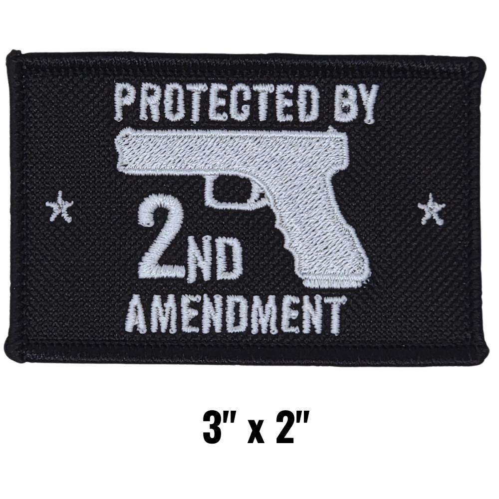 Protected by 2nd Amendment Patch | Gun Rights Patch | 3"x2" Embroidered Patch With Hook Backing ...