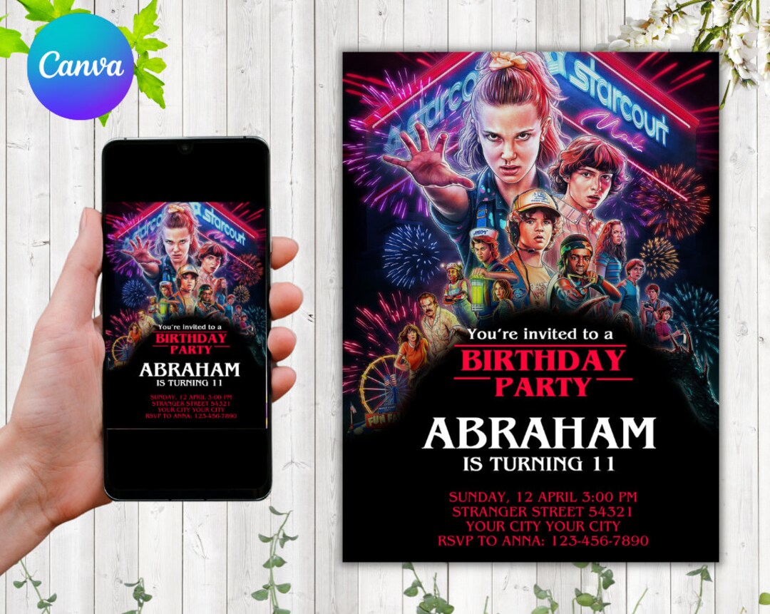 Stranger Things Invite , Stranger Things Birthday Invitation , Editable ...