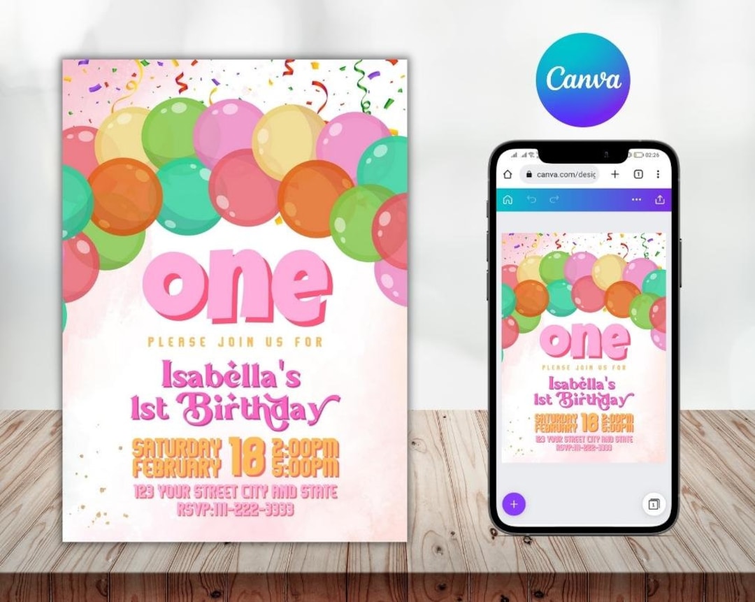 Pastel Rainbow Birthday Invitation, Pastel 1st Birthday Invite, First ...