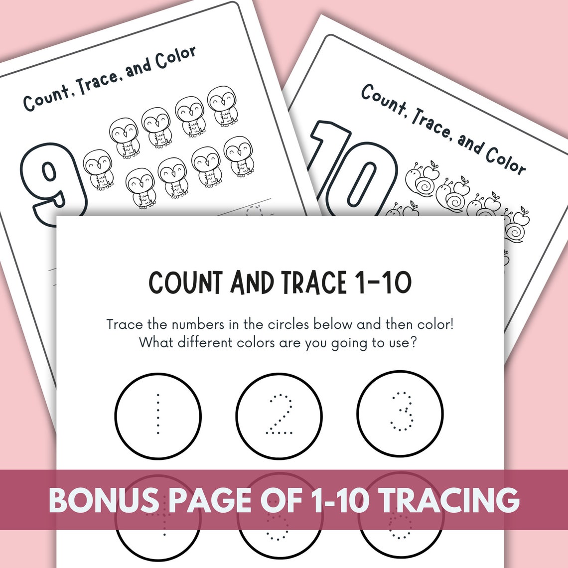 Trace and Color Numbers 0-10 Printable Toddlers - Etsy