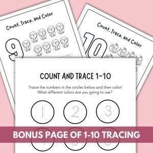 Trace and Color Numbers 0-10 Printable Toddlers - Etsy