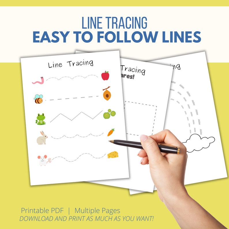 Line Tracing Worksheets, Pre Handwriting Line Tracing, Shape Tracing ...