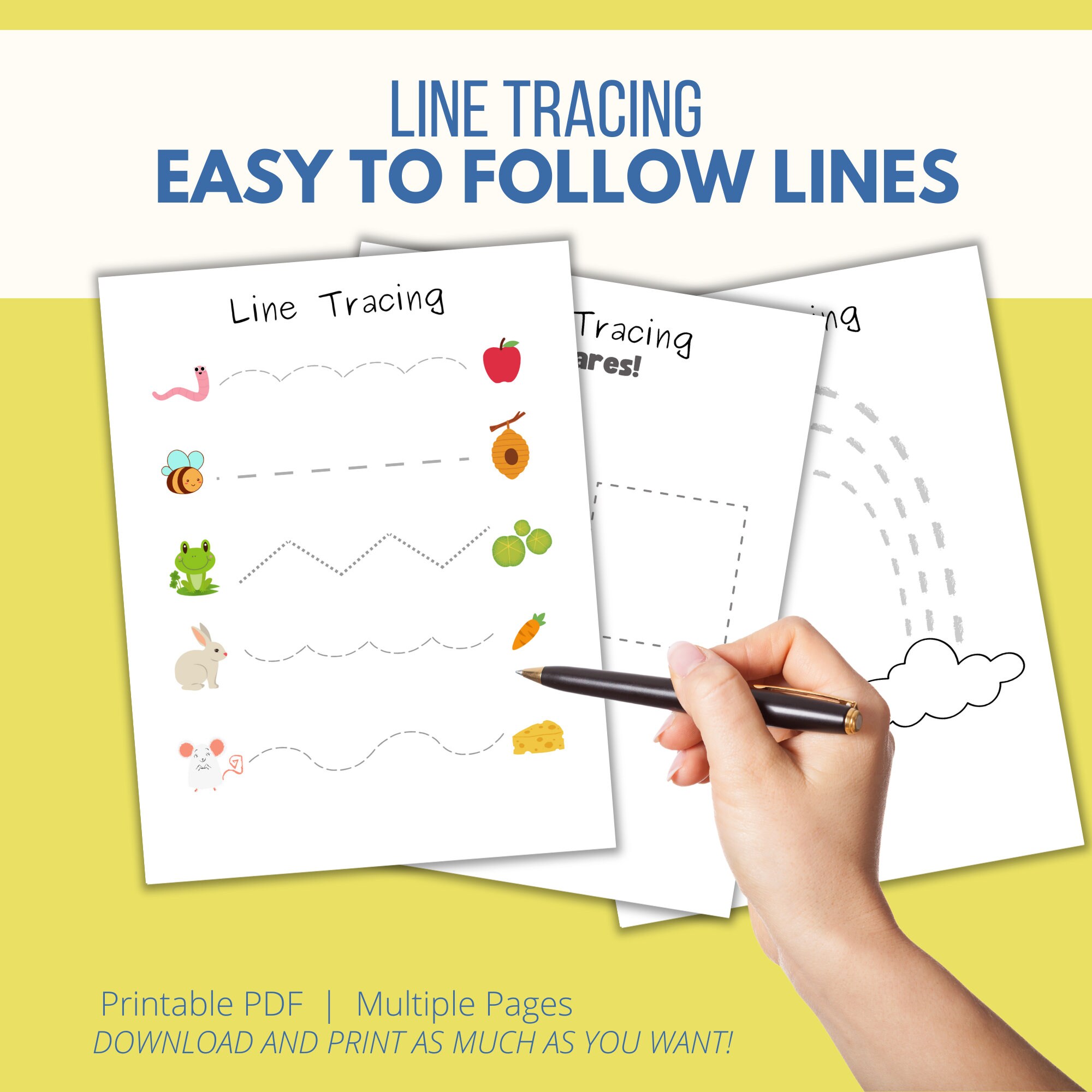 Line Tracing Worksheets, Pre Handwriting Line Tracing, Shape Tracing ...