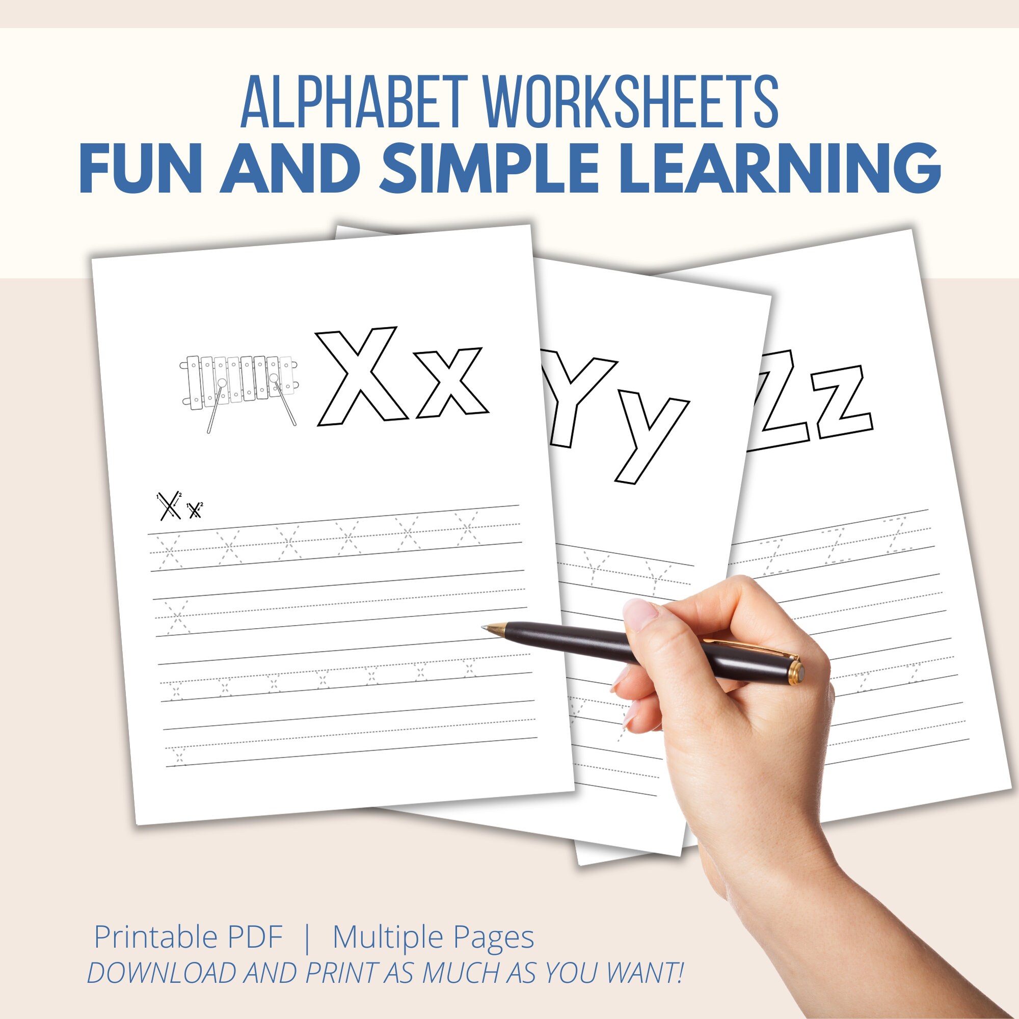 Alphabet Worksheets Letters A to Z Tracing Toddler - Etsy