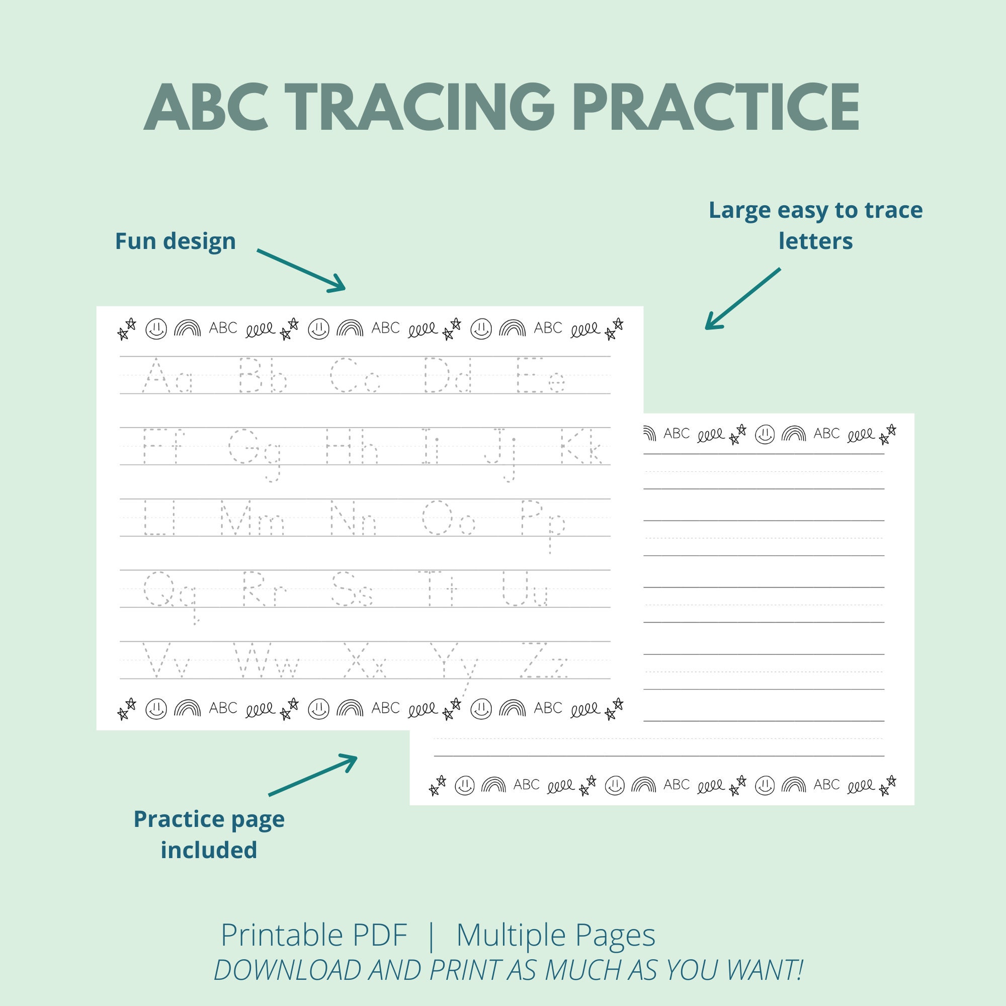ABC Tracing Practice Worksheet Preschool and Homeschooling - Etsy