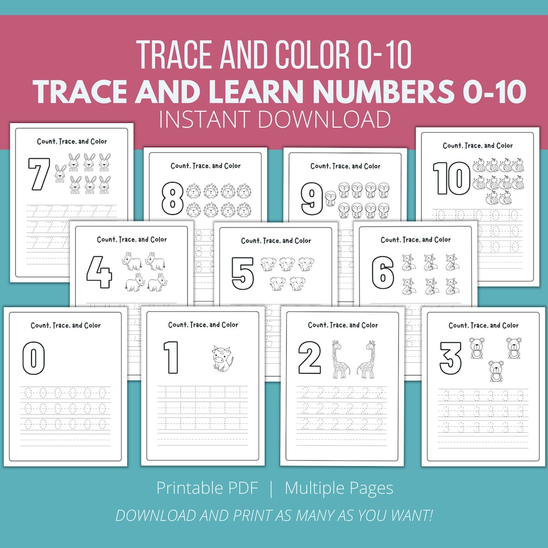 Trace and Color Numbers 0-10, Printable, Toddlers, Preschooler, Tracing ...