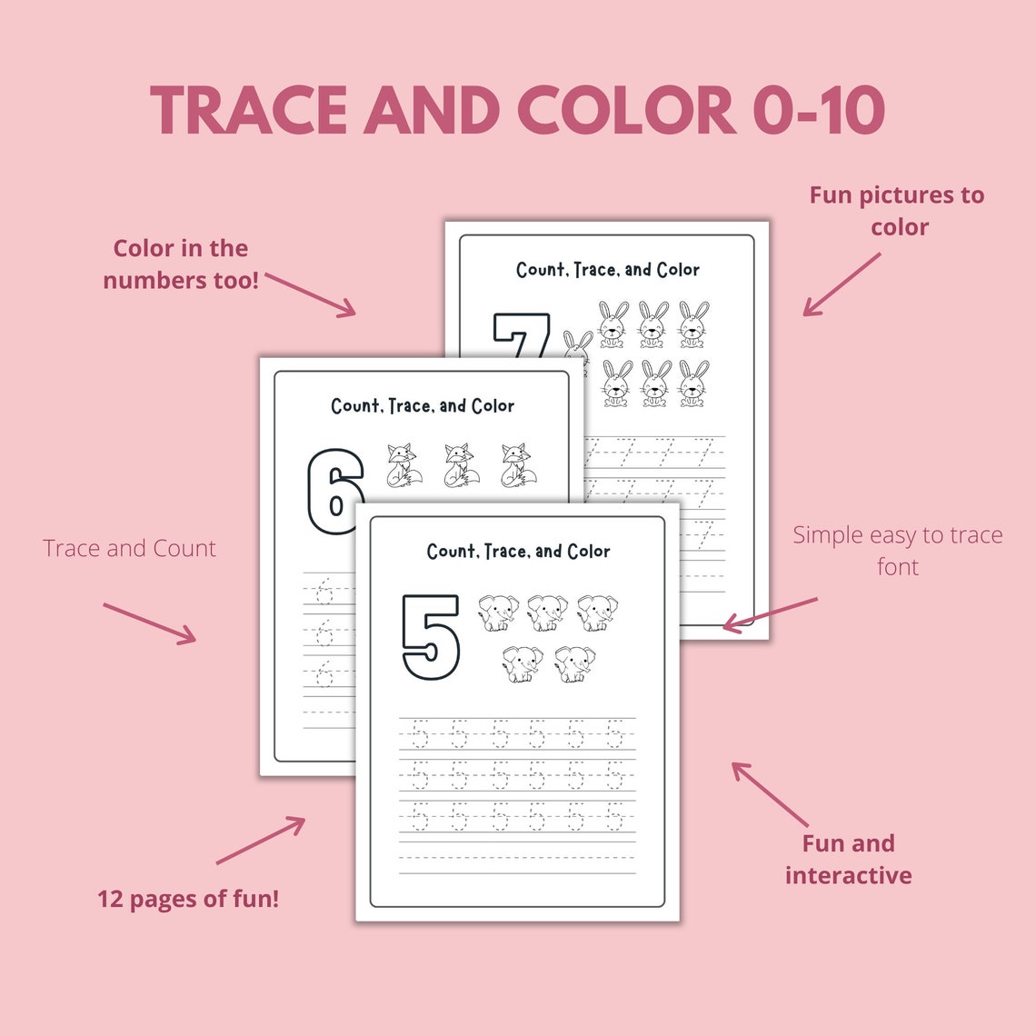 Trace and Color Numbers 0-10 Printable Toddlers - Etsy