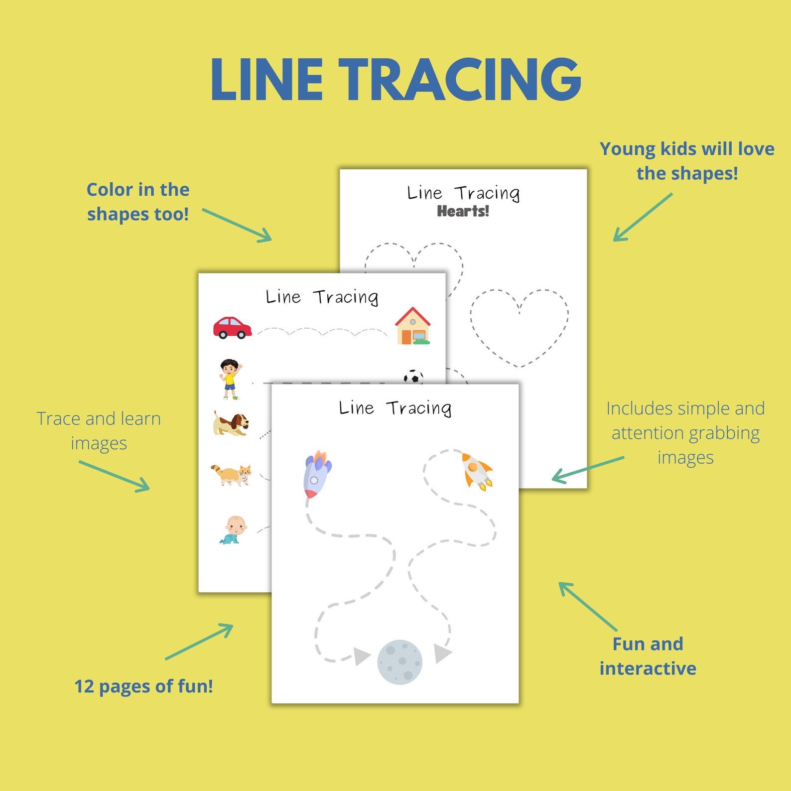 Line Tracing Worksheets, Pre Handwriting Line Tracing, Shape Tracing ...