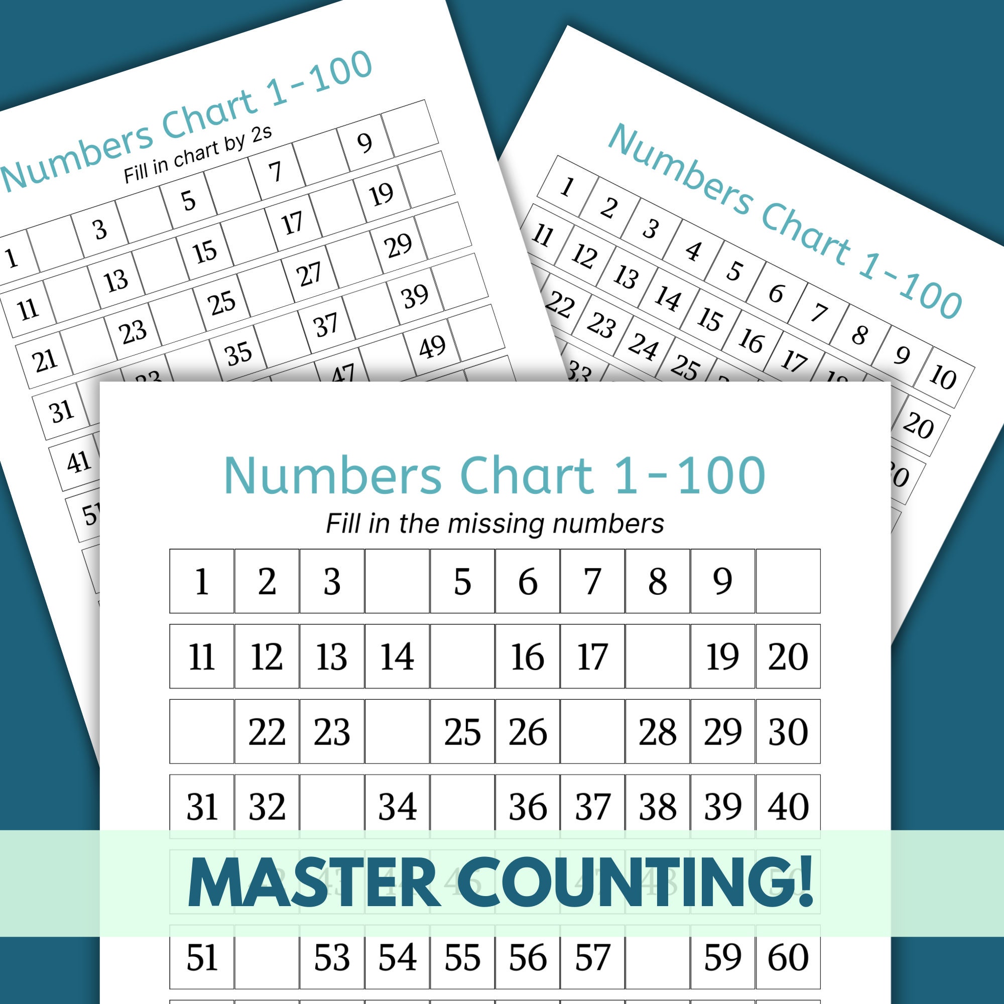 Numbers Chart 1-100, Practice Numbers for Preschool, Numbers 1-100 ...