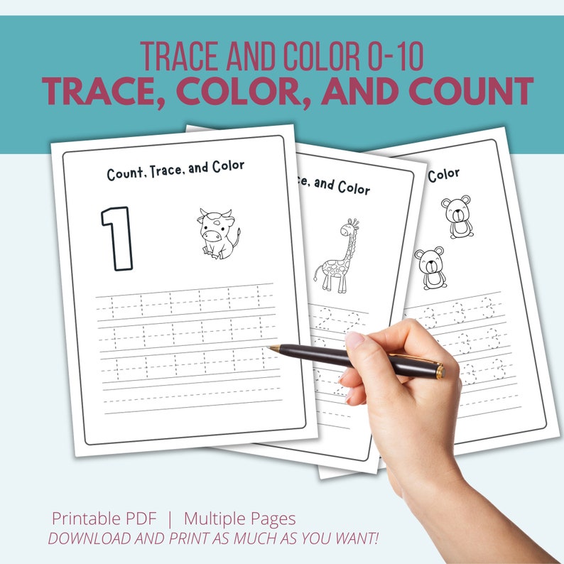 Trace and Color Numbers 0-10 Printable Toddlers - Etsy