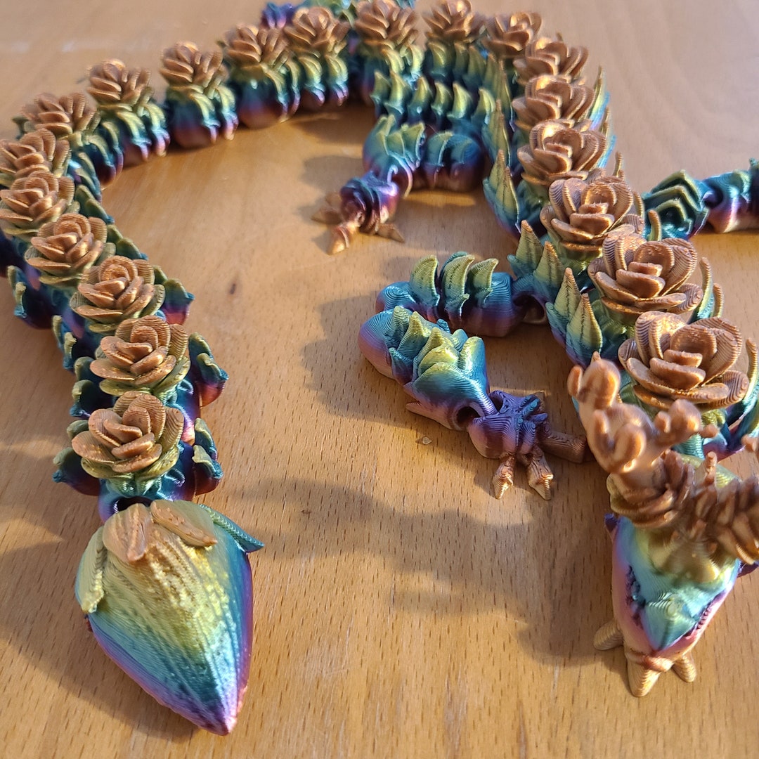 Flexi Dragon With Roses and a Strawberry Tail - Etsy