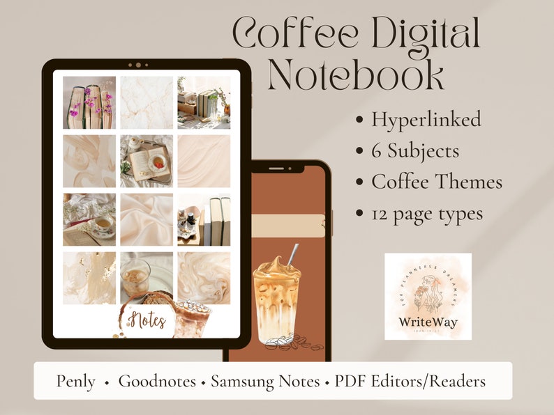 Coffee Digital Notebook | Digital Notebook for Penly, Goodnotes ...
