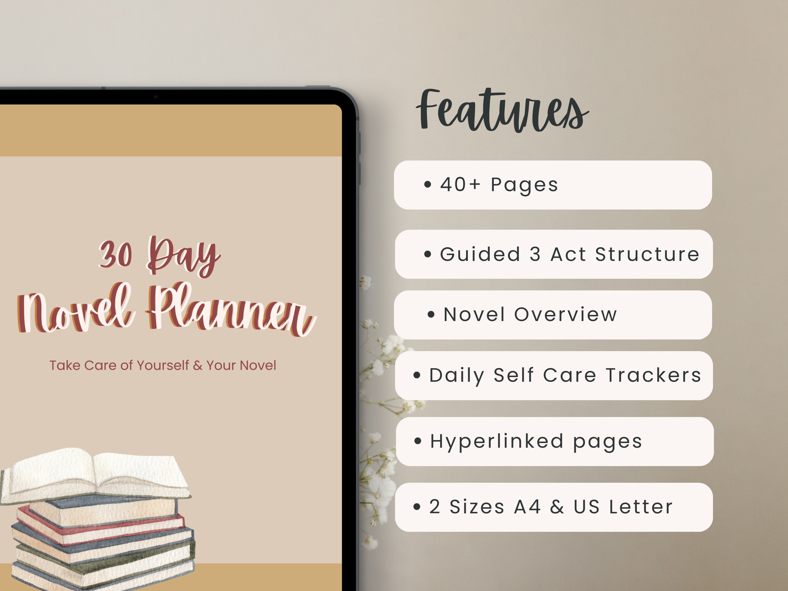 30 Day Novel Planner & Self Care Tracker Author Planner - Etsy