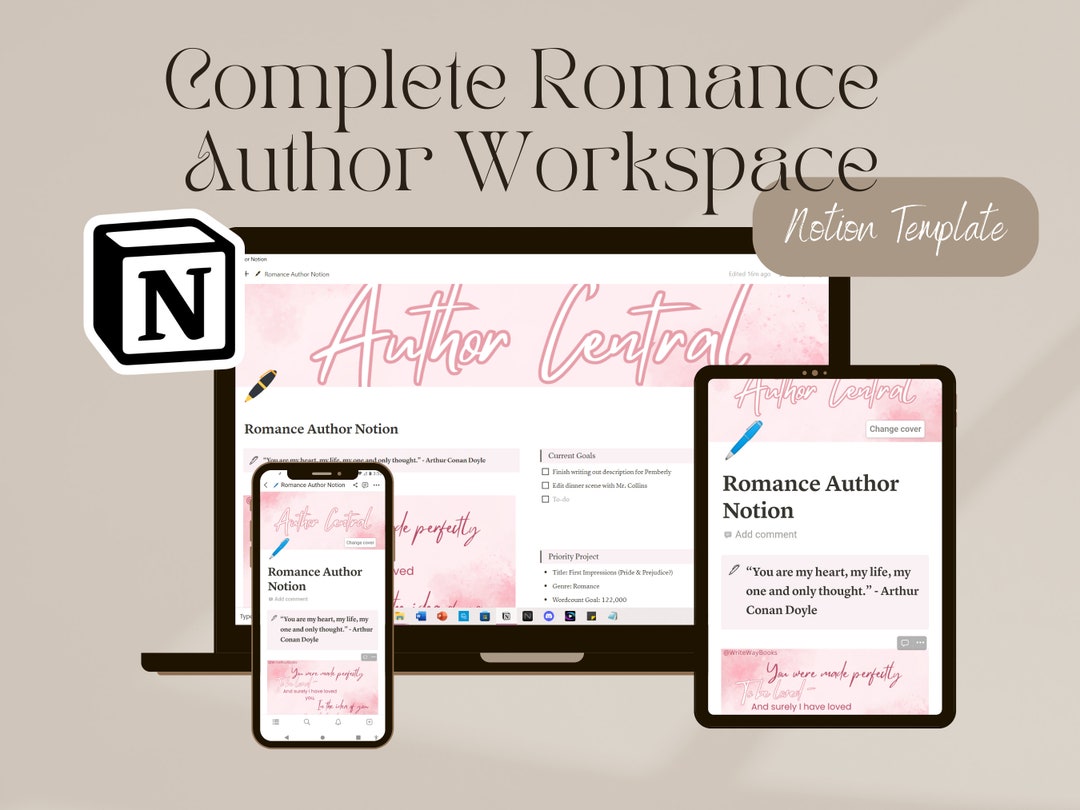 Complete Romance Author Notion Workspace | Romance Writer Guide | Romance Novel Workbook ...