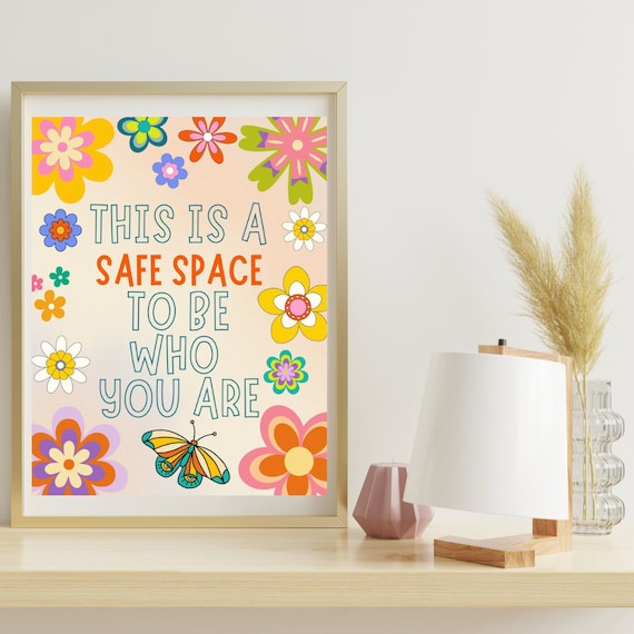 Inclusive Safe Space Digital Download Groovy Printable Office - Etsy