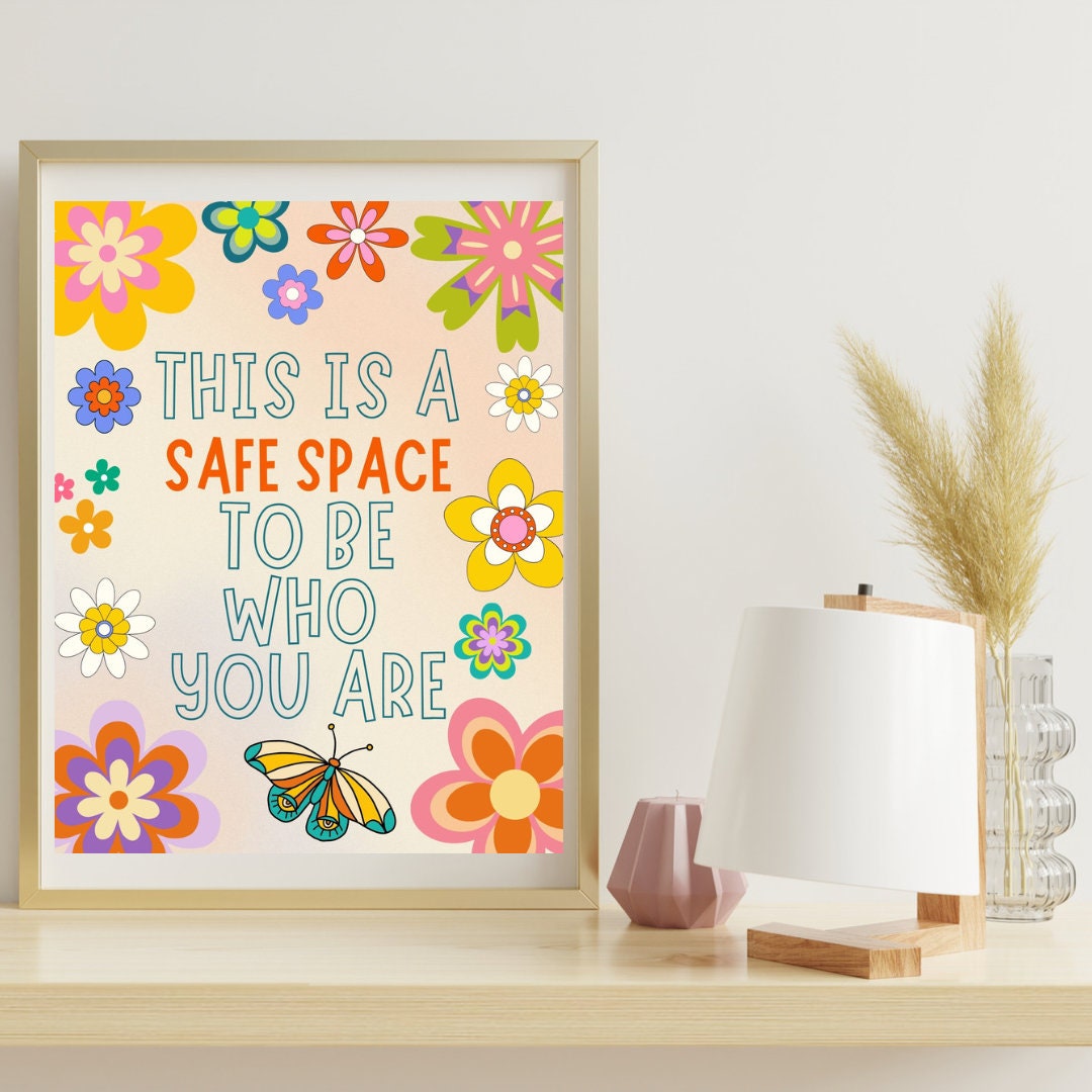 Inclusive Safe Space Digital Download, Groovy Printable Office Poster ...
