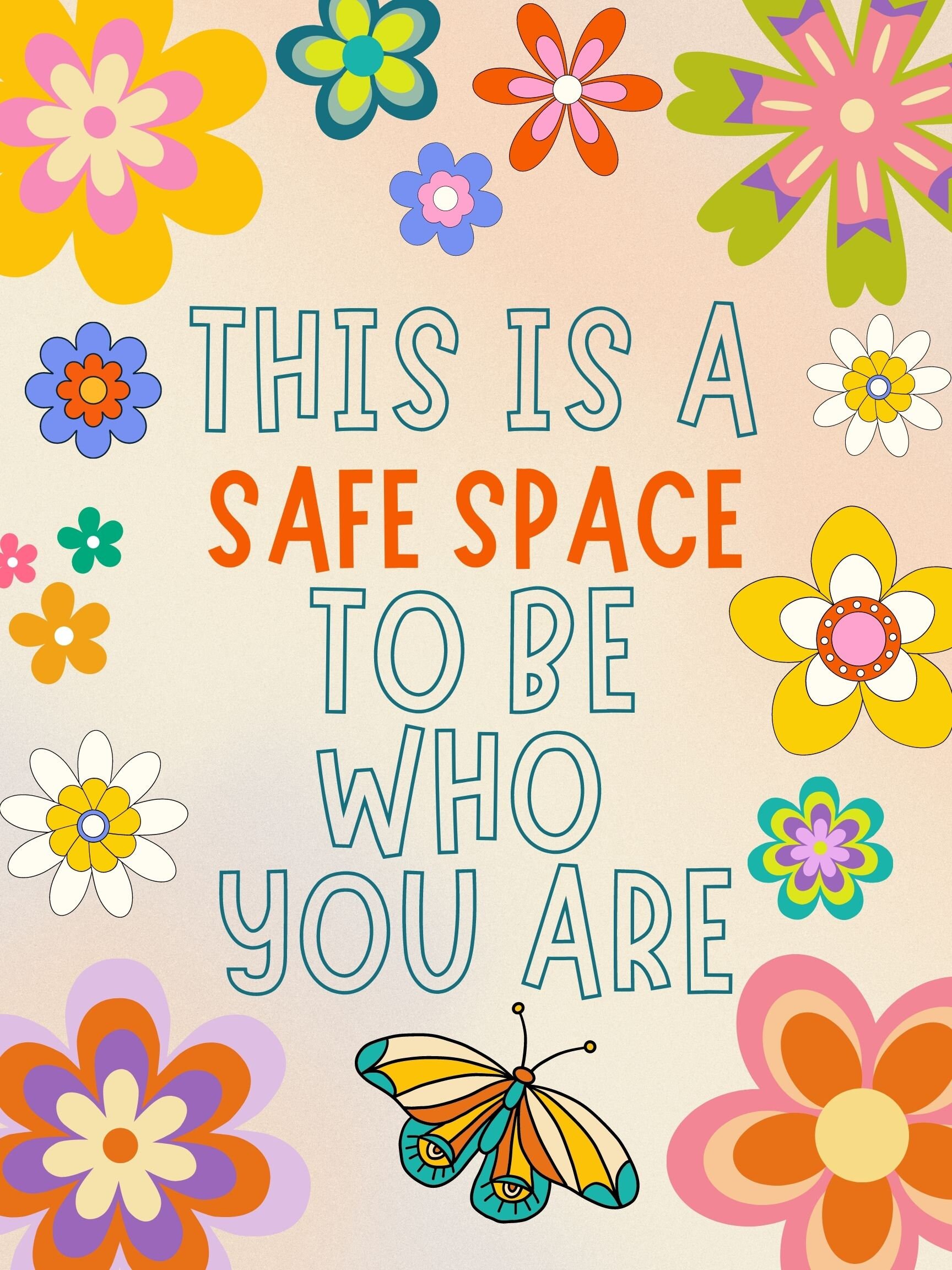 Inclusive Safe Space Digital Download, Groovy Printable Office Poster ...