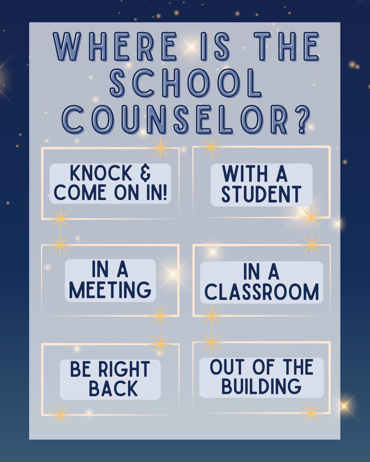 Where is the School Counselor Digital Download, Stars Door Sign - Etsy