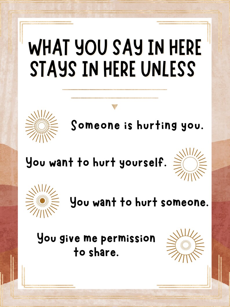 Confidentiality Boho Sun Digital Download Office Sign, School Counselor ...