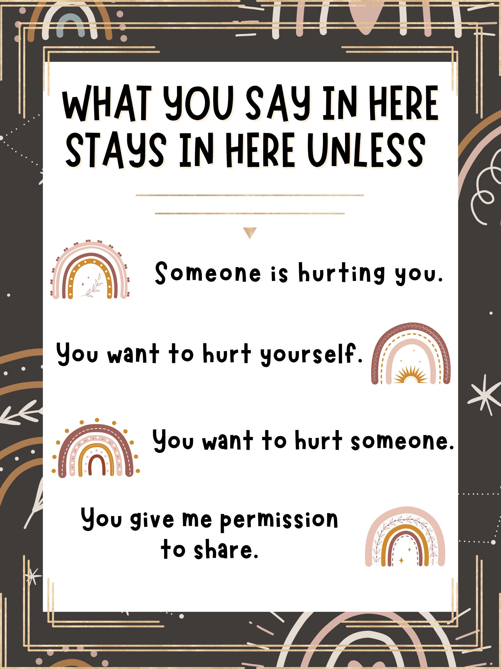 Confidentiality Rainbow Digital Download, Printable Office Décor - Etsy