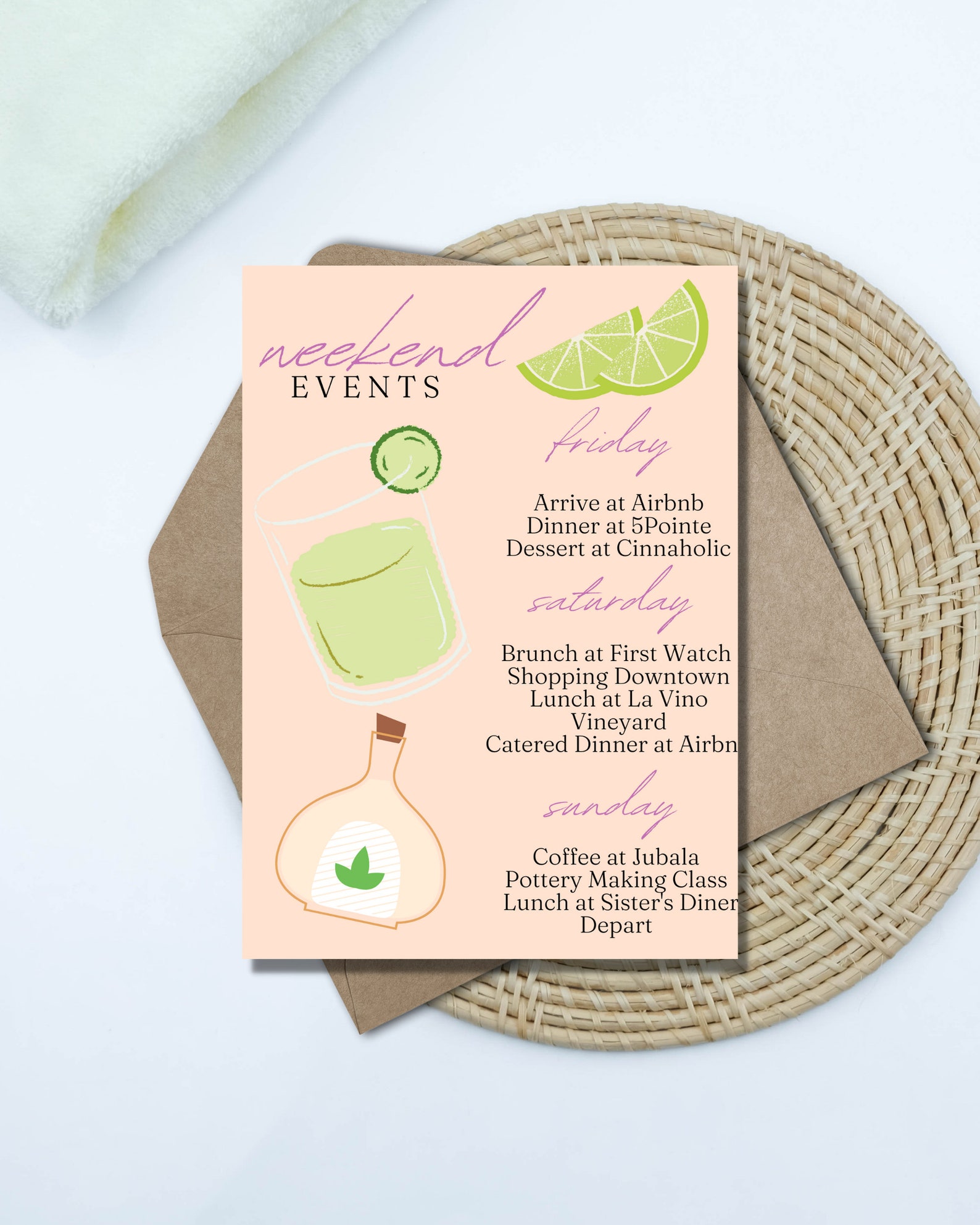 Margs & Matrimony Bachelorette Invitation and Itinerary, Final Fiesta ...