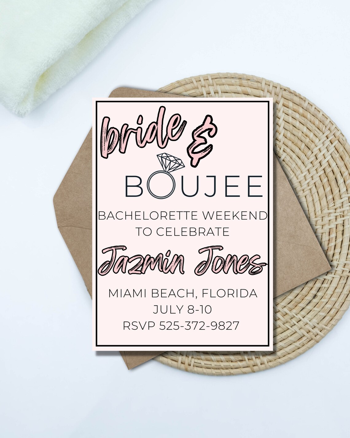 Bride and Boujee Bachelorette Invitation & Itinerary, Bach and Boujee ...