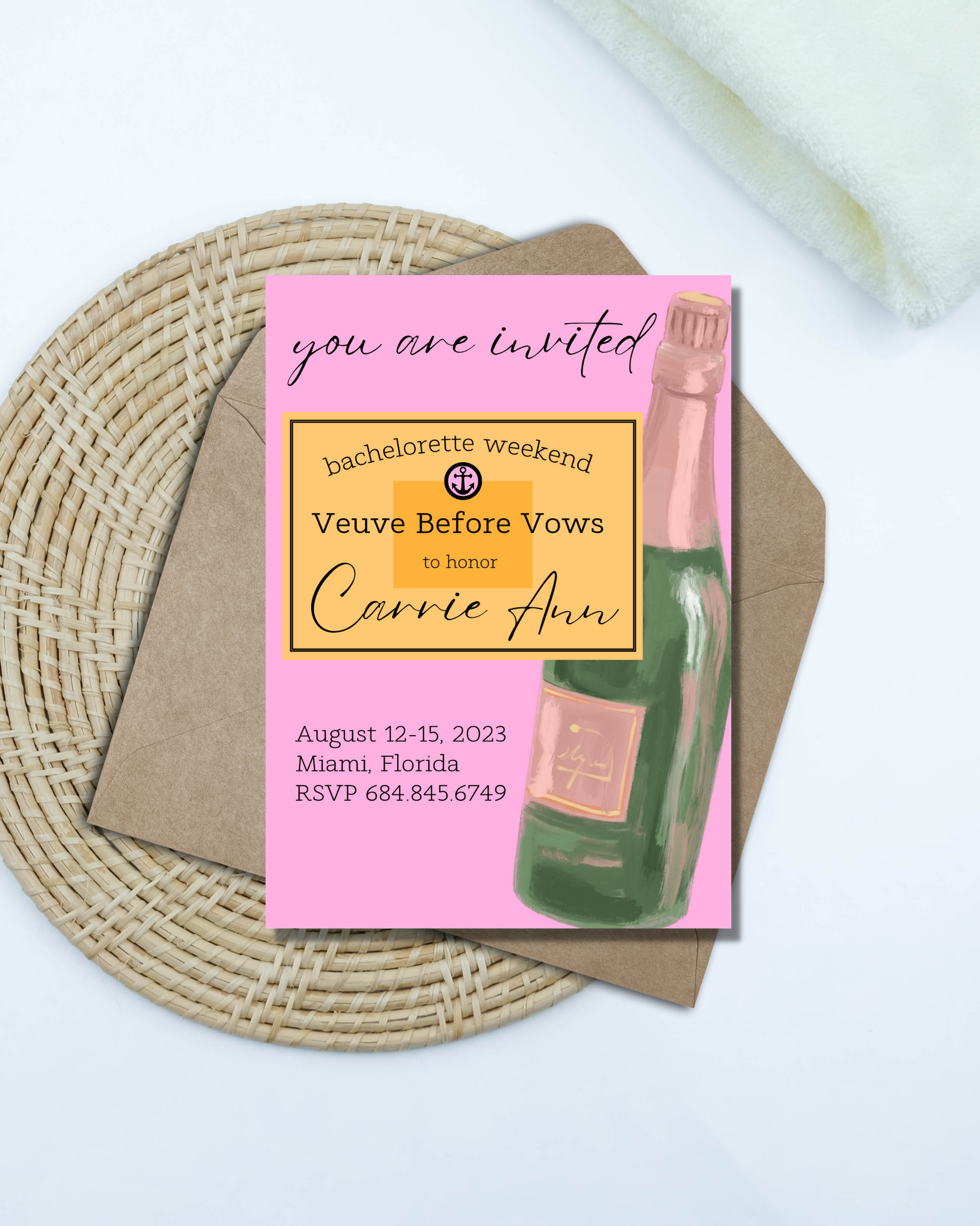 Veuve Before Vows Bachelorette Invitation & Itinerary Template ...