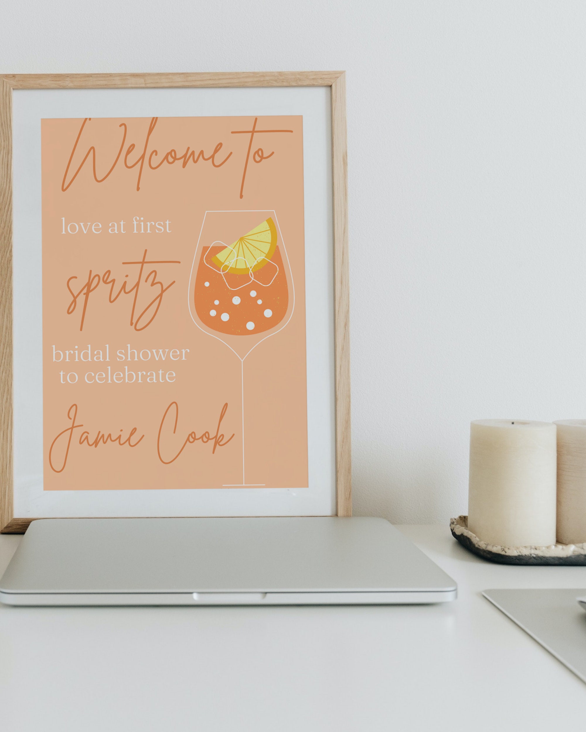 Love at First Spritz Welcome Sign, Summer Bridal Shower Welcome Poster ...