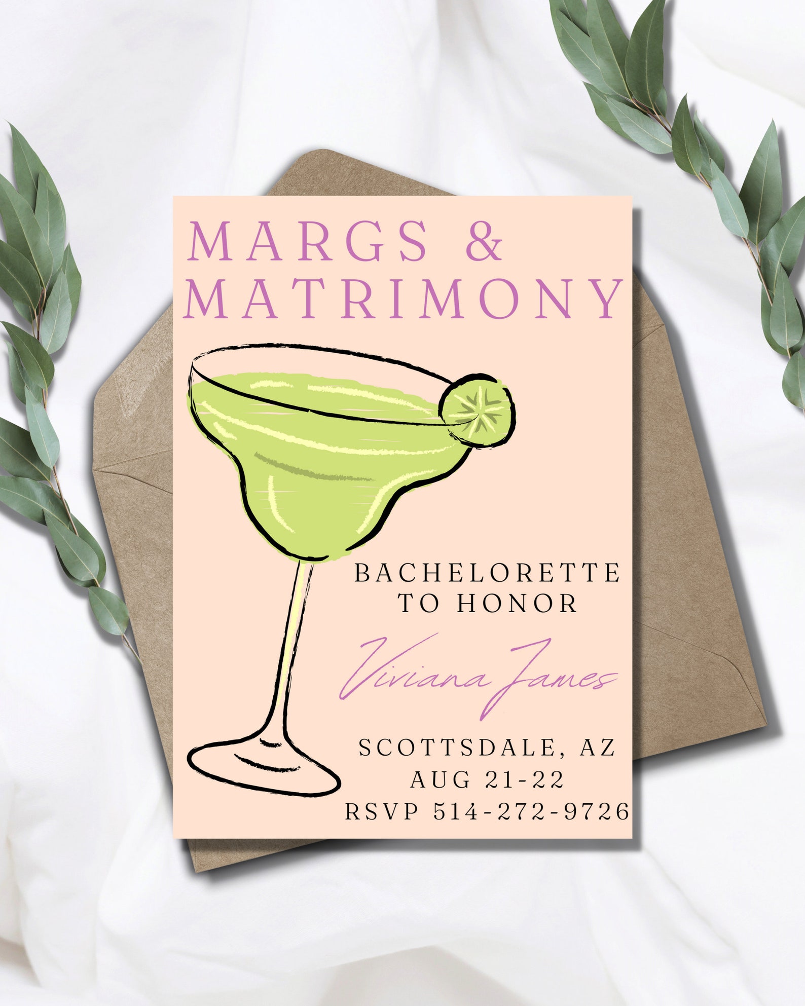Margs & Matrimony Bachelorette Invitation and Itinerary, Final Fiesta ...