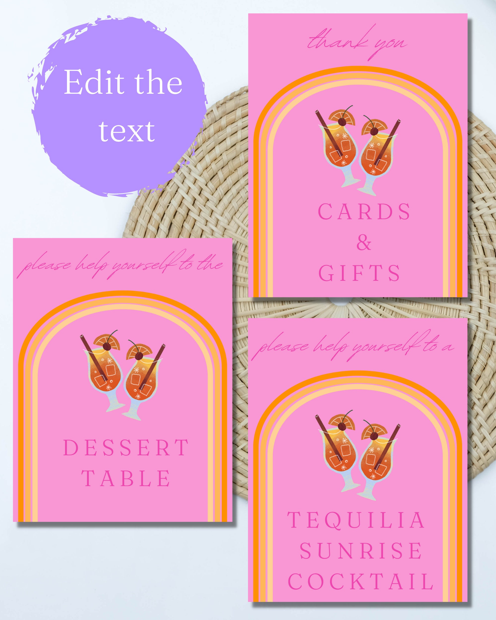 Tequila Sunrise Party Signs Template, Retro Party Posters, Tequila ...