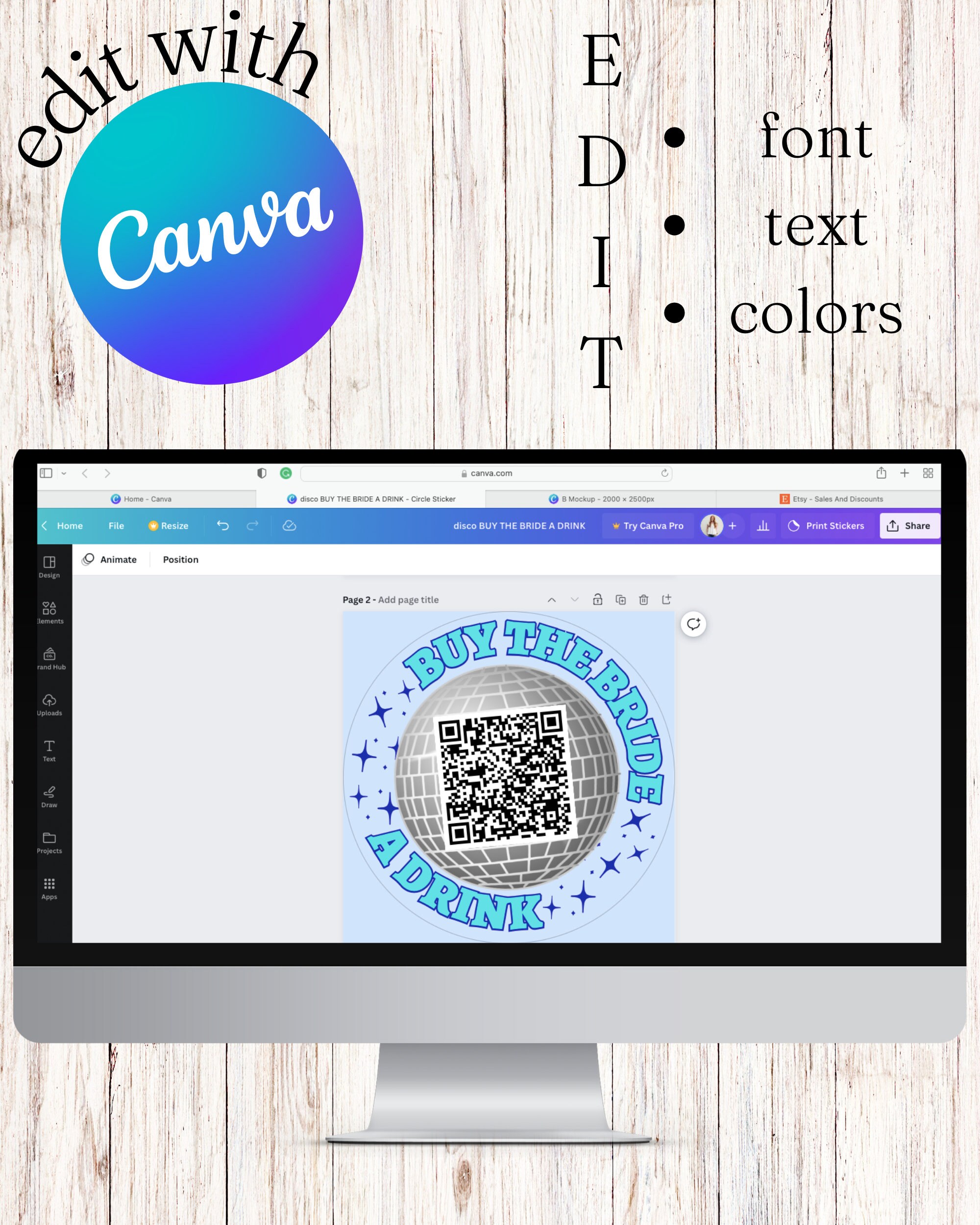 Buy the Bride a Drink Venmo QR Code Sticker, Bachelorette Party ...