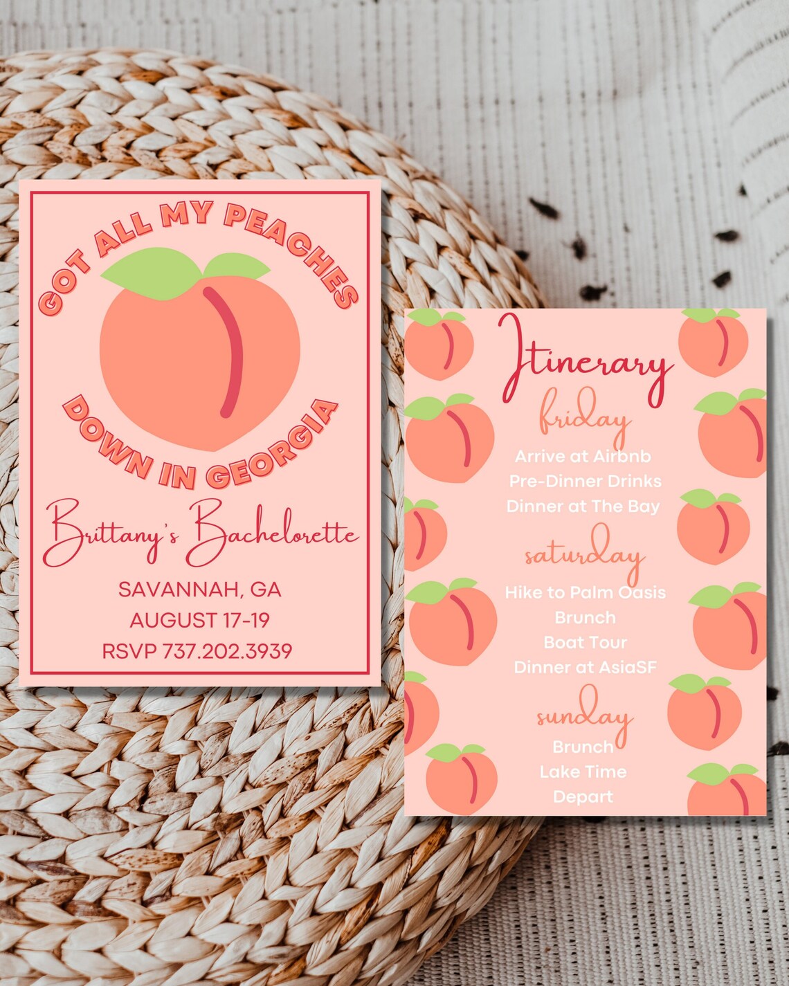 Georgia Peach Bachelorette Party Invitation & Itinerary, Peachy Bride ...