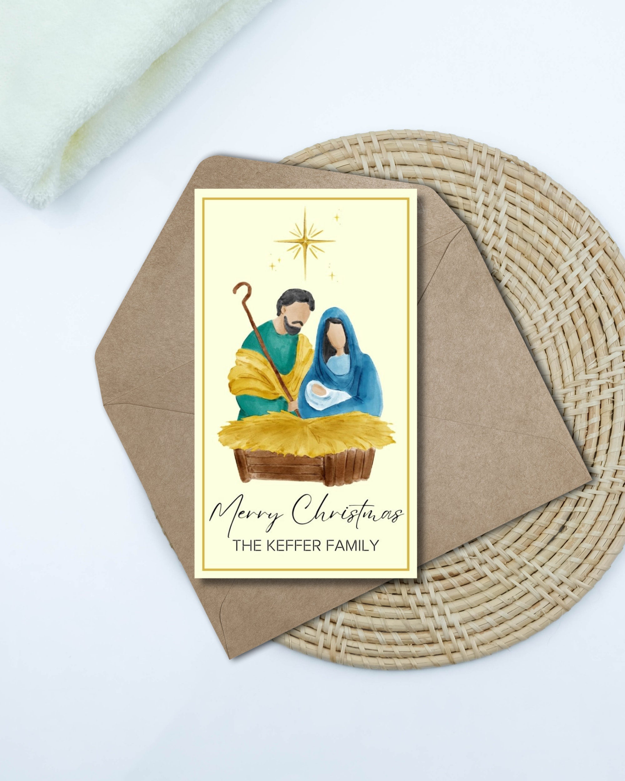 Nativity Scene Christmas Gift Tag to and From Christmas Card - Etsy