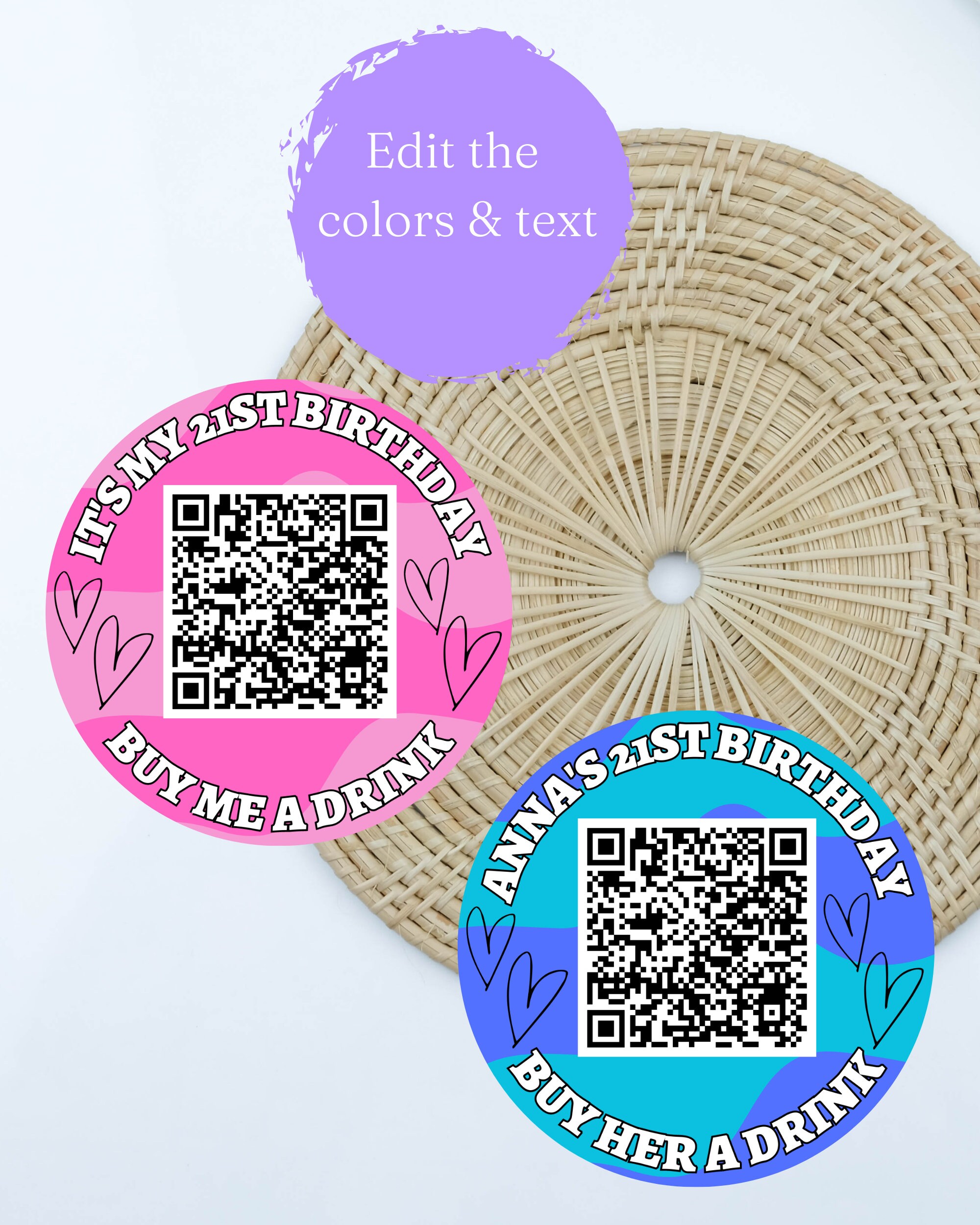 Trendy 21st Birthday Sticker Template, Buy the Birthday Girl a Drink ...
