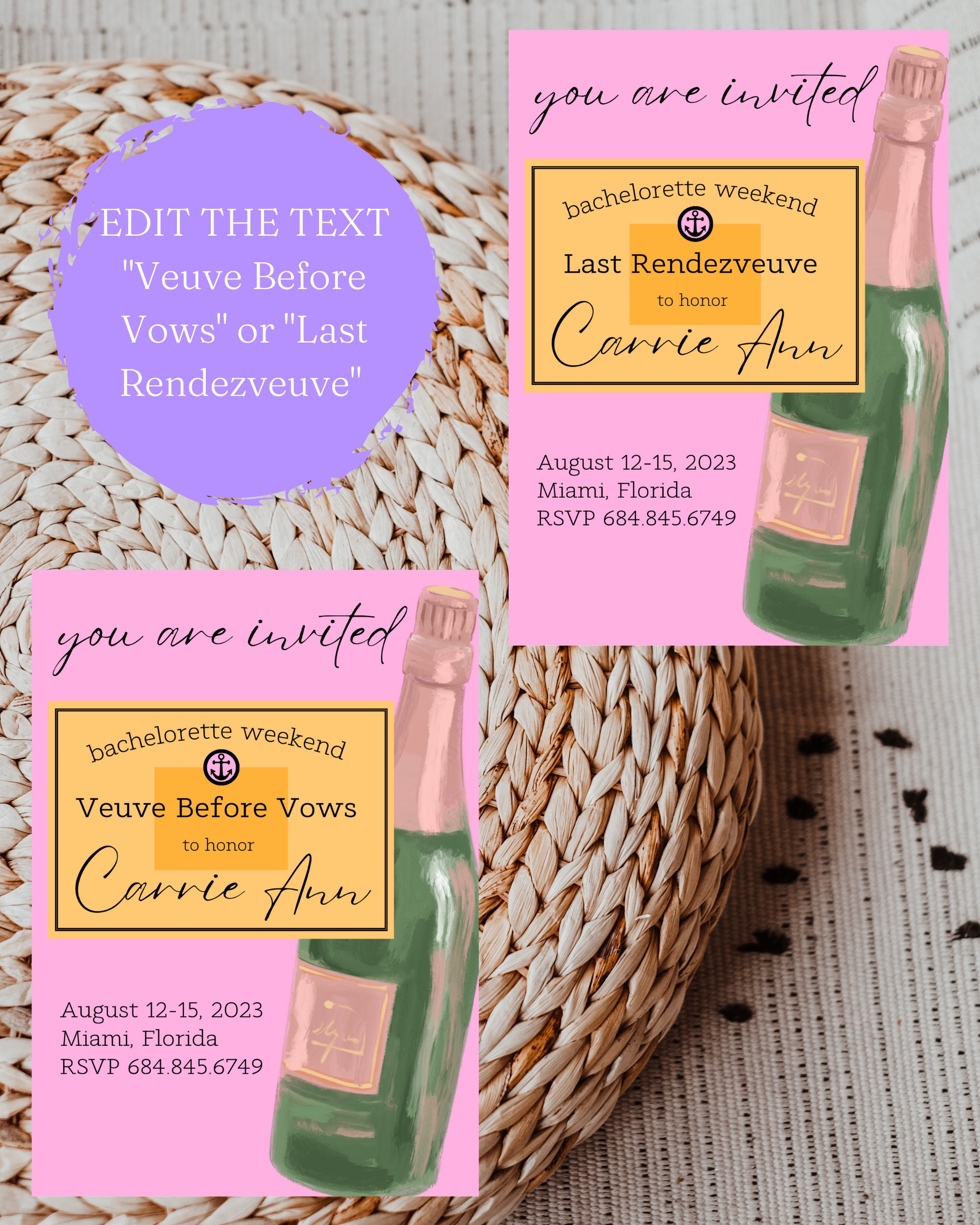 Veuve Before Vows Bachelorette Invitation & Itinerary Template ...