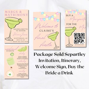 Margs & Matrimony Bachelorette Invitation and Itinerary, Final Fiesta ...