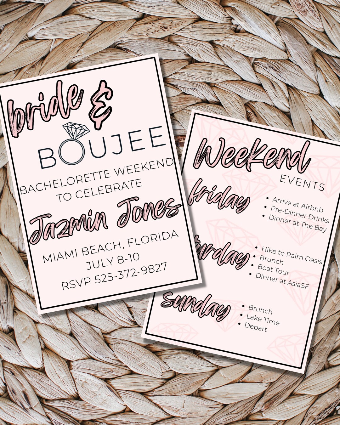Bride and Boujee Bachelorette Invitation & Itinerary, Bach and Boujee ...