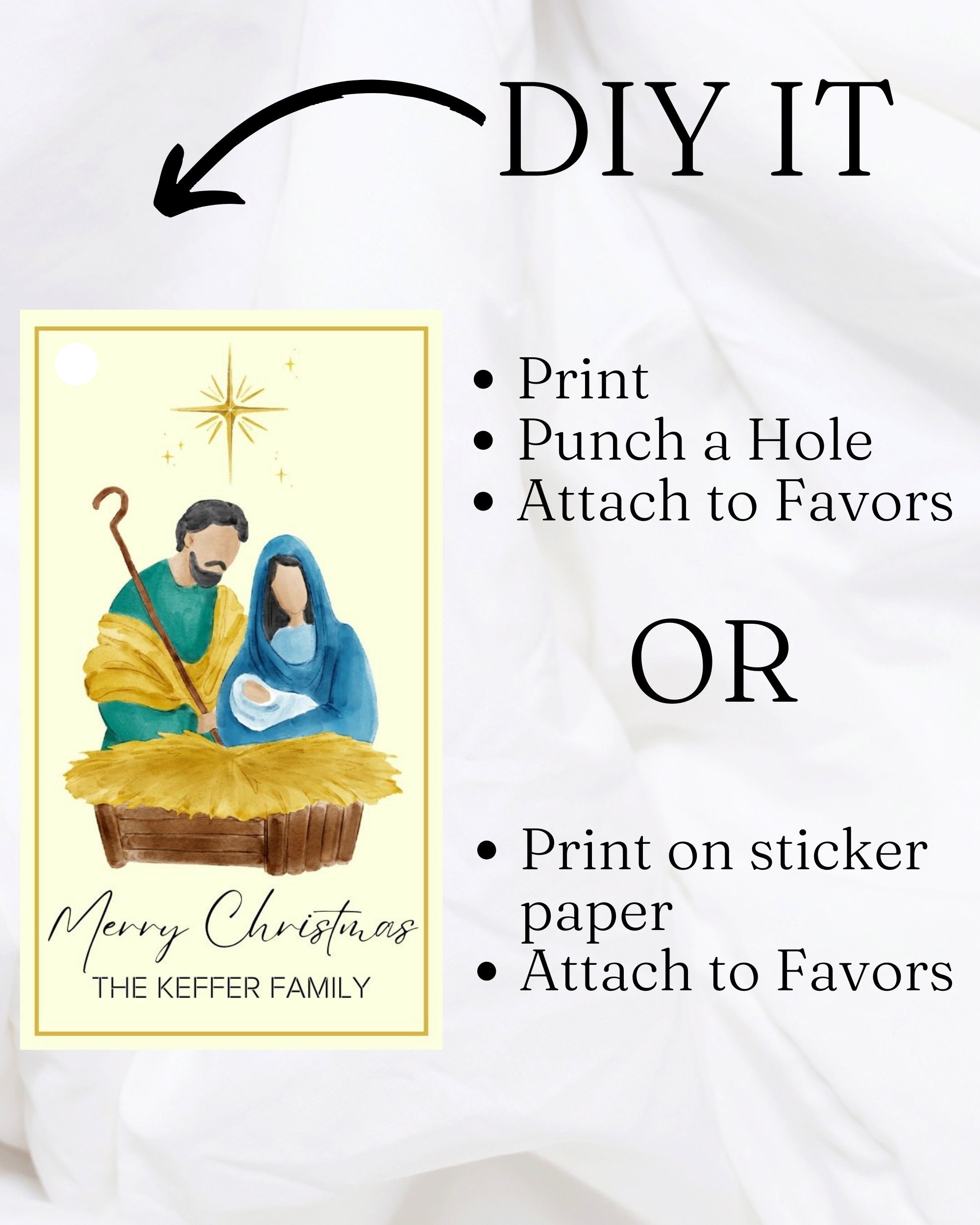 Nativity Scene Christmas Gift Tag to and From Christmas Card - Etsy