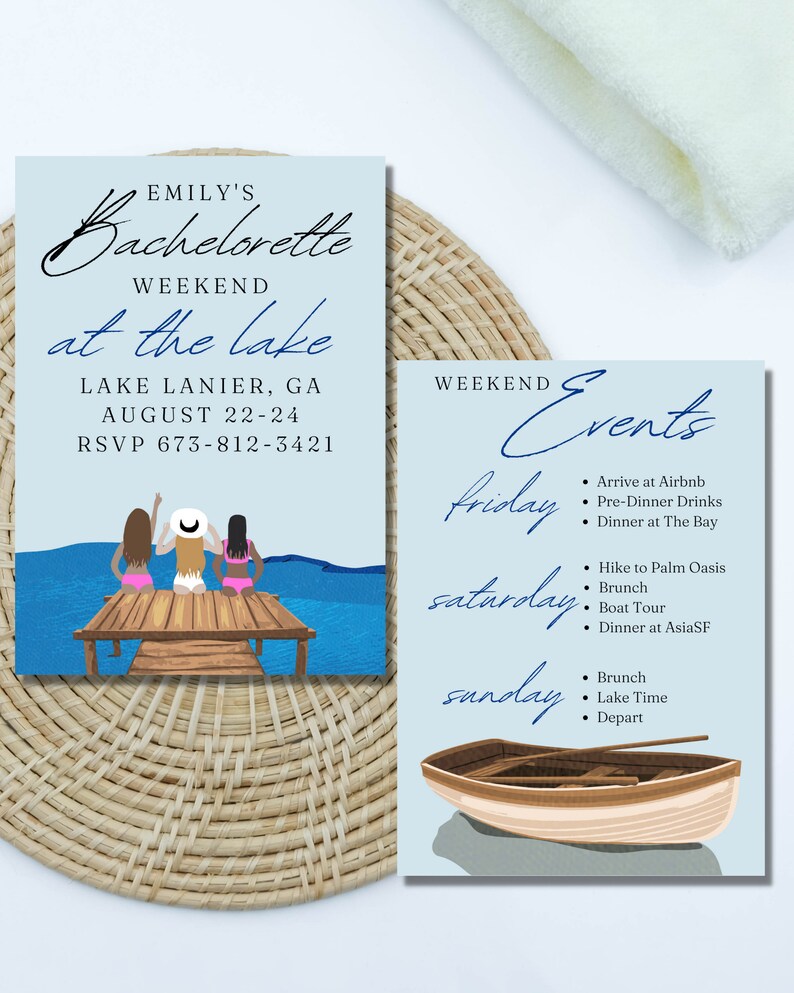 Lake Bachelorette Invitation & Itinerary, Bachelorette Invite, Last ...