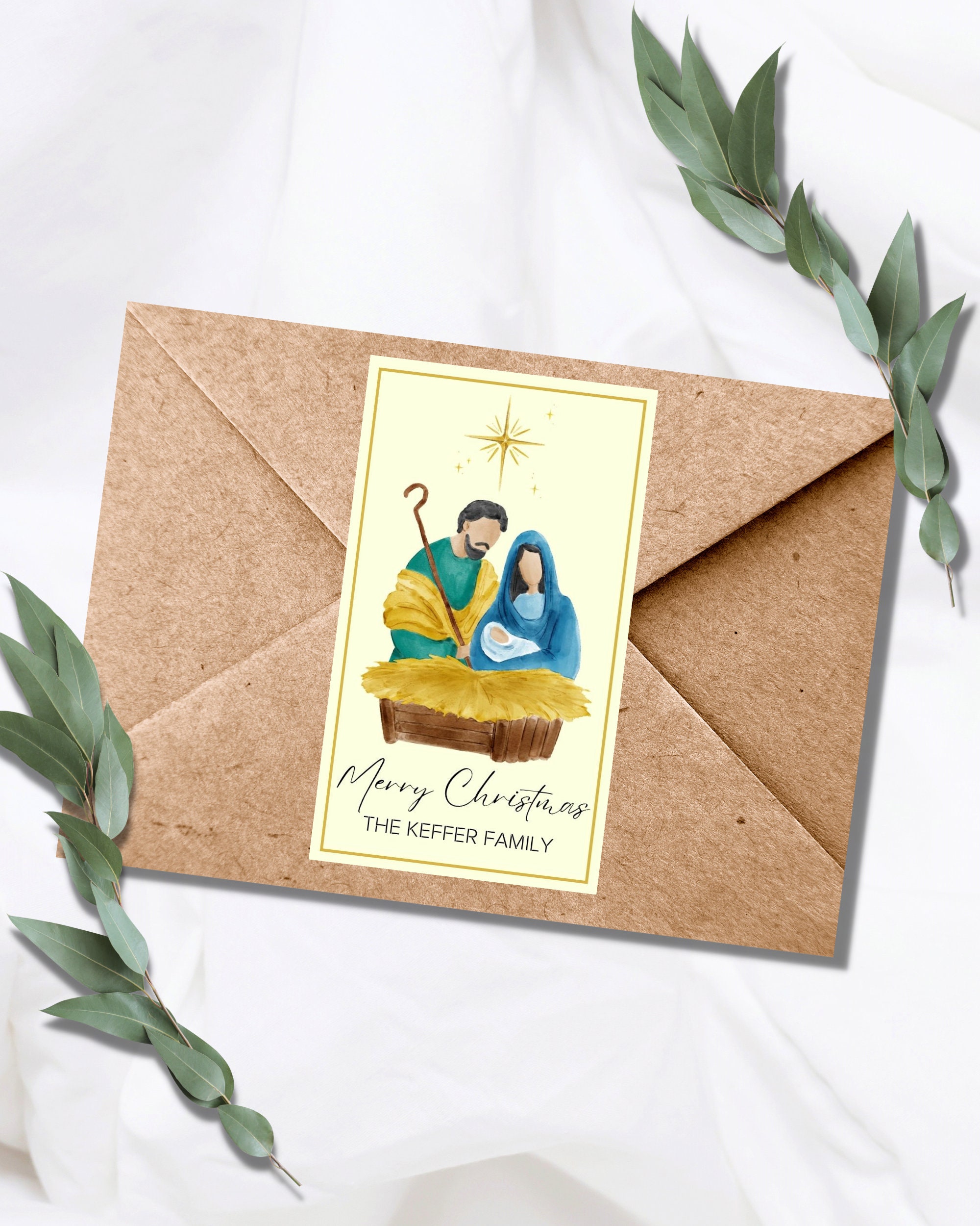 Nativity Scene Christmas Gift Tag to and From Christmas Card - Etsy