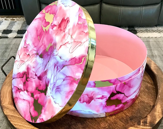 Large Pink Swirl Hat Box, Gift Box, Bridesmaid Proposal Boxes - Etsy