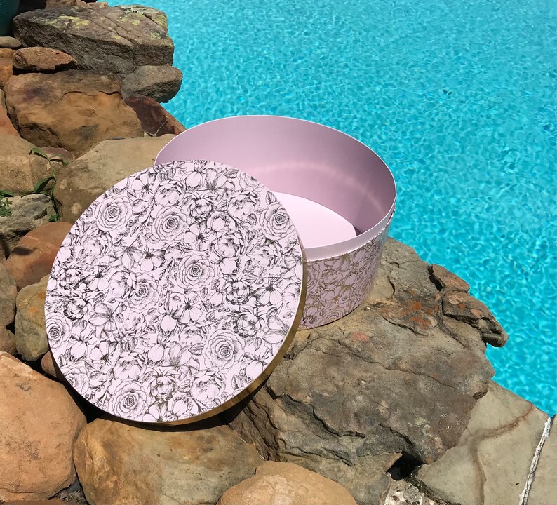 Beautiful Extra Large Pink Round Gift Box With Lid Gold - Etsy