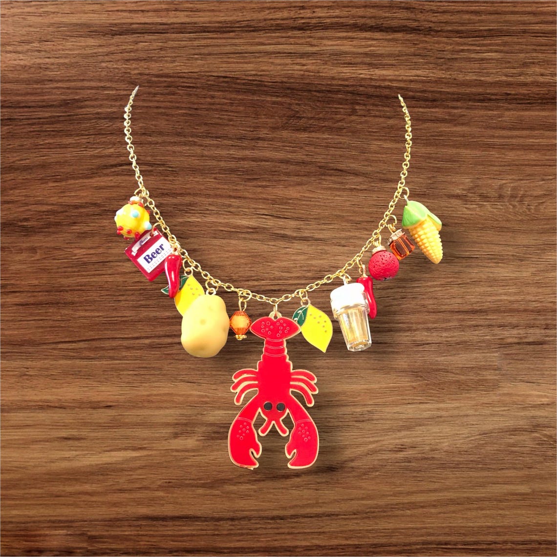 Crawfish Charm Necklace & Sterling Silver Earrings: Louisiana Mardi ...