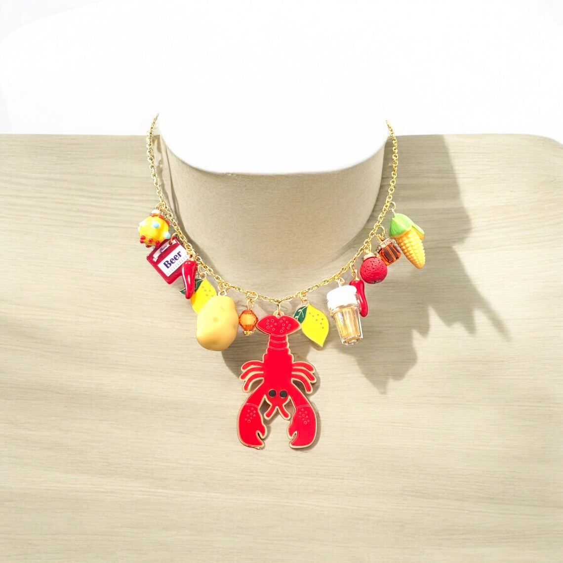 Crawfish Charm Necklace & Sterling Silver Earrings: Louisiana Mardi ...