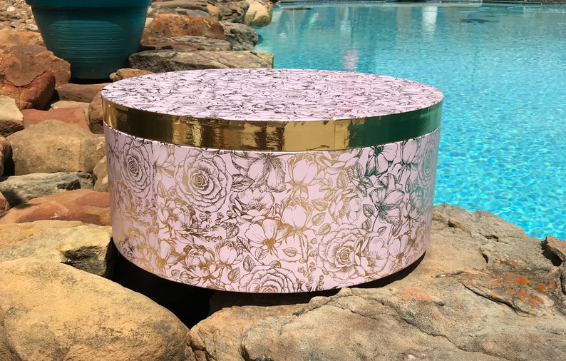 Beautiful Extra Large Pink Round Gift Box With Lid Gold - Etsy